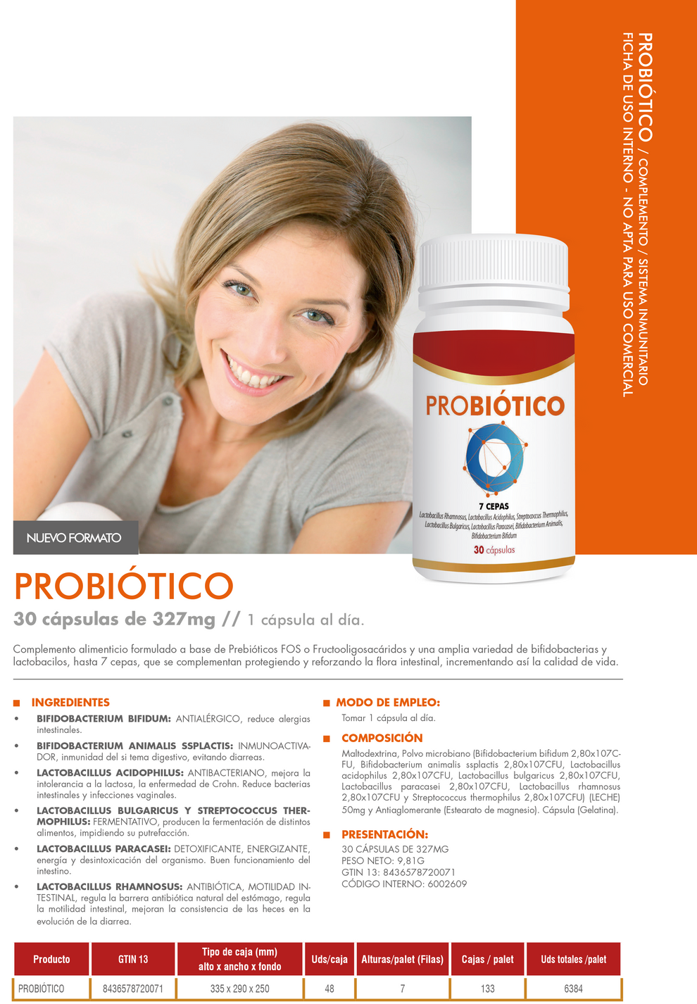 Probiótico 30 Cápsulas, Salud Digestiva, Refuerzo Inmunológico y Biene ...